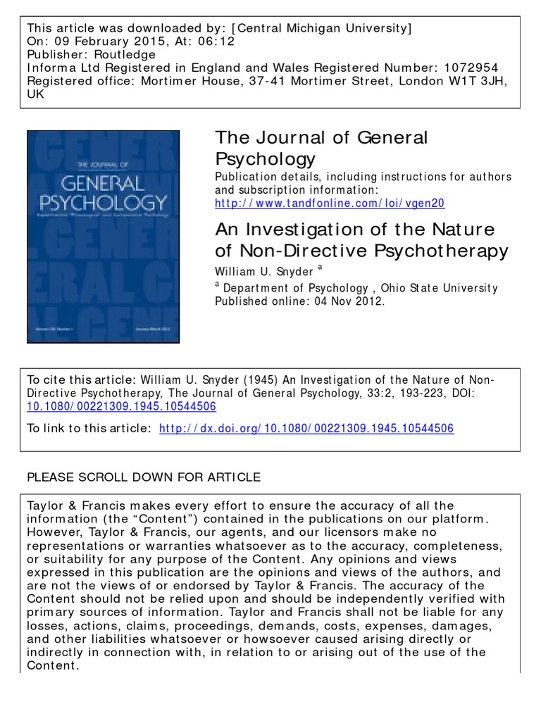 The Journal of General Psychology: To Cite This Article: William U ...
