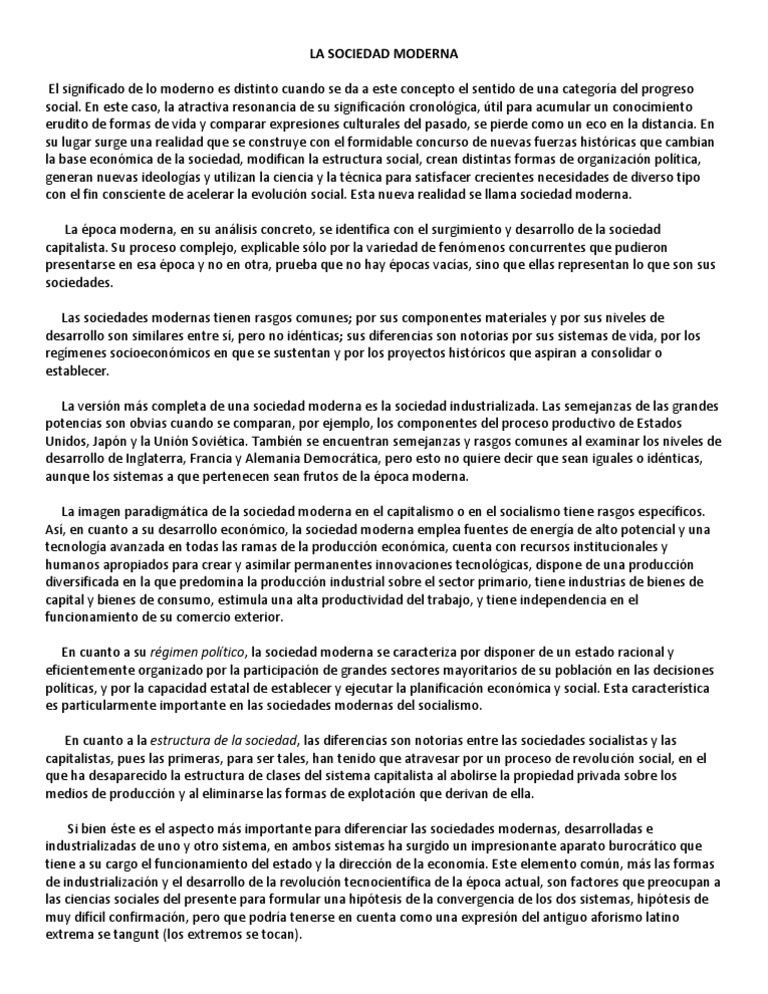 La Sociedad Moderna | PDF | Período moderno temprano | Sociedad