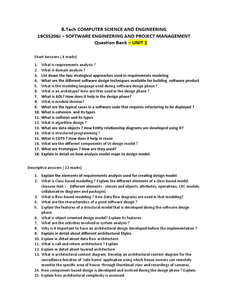 Question Bank Unit 2 - Updated | PDF | Component Based Software ... Question Bank Unit 2 - Updated | PDF | Component Based Software ...