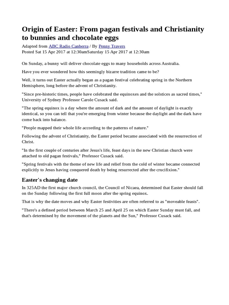 Easter Origins: Pagan Roots to Modern Traditions | PDF | Religion ...