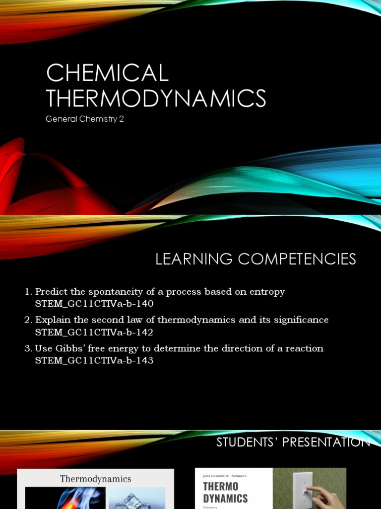 Chemical Thermodynamics Lesson Pert 1 | PDF | Gibbs Free Energy | Second Law Of Thermodynamics