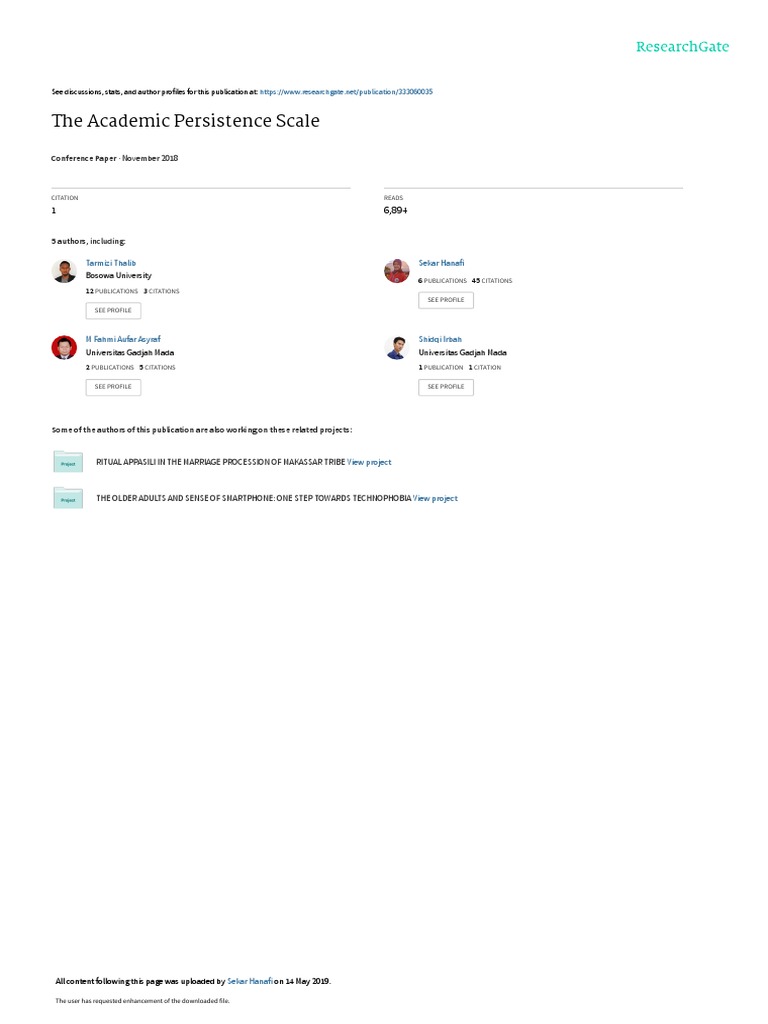 Thalib 2019 Academic Persistence Scale | PDF | Validity (Statistics ...