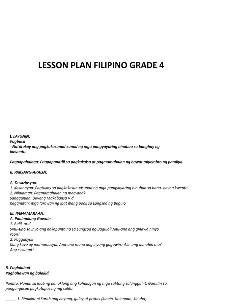 LESSon Plan FILIPINO | PDF