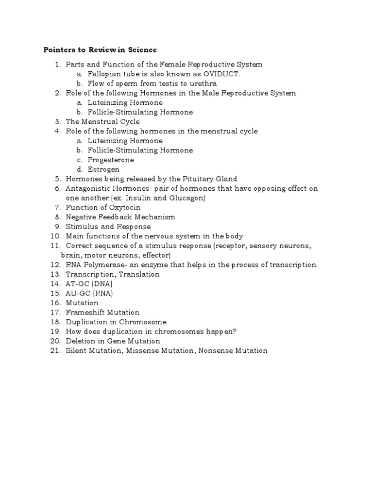 Pointers To Review in Science | PDF