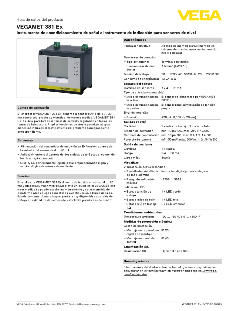 Vegamet 381 Ex: Instrumento de Acondicionamiento de Señal e Instrumento ...