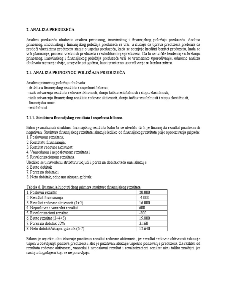 Finansijska Analiza Latinica | PDF