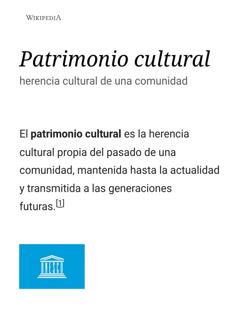 Patrimonio Cultural Wikipedia La Enciclopedia Libre Pdf
