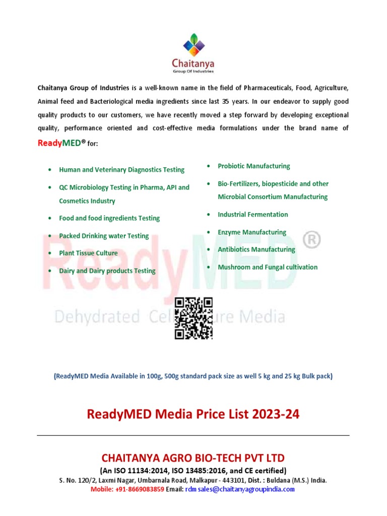 ReadyMED Price List 2023-24 | PDF | Growth Medium | Yeast
