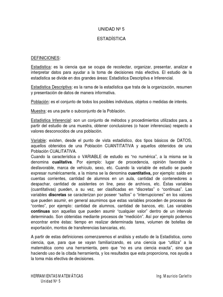 Herramientas Matem. Unidad 5 Repaso | PDF