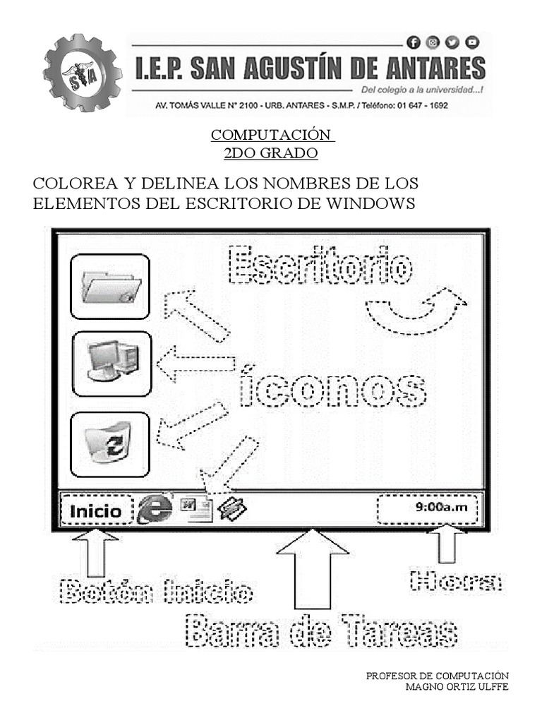 COMPUTACIÓN SEPARATA 2DO GRADO El Escritorio de Windows | PDF