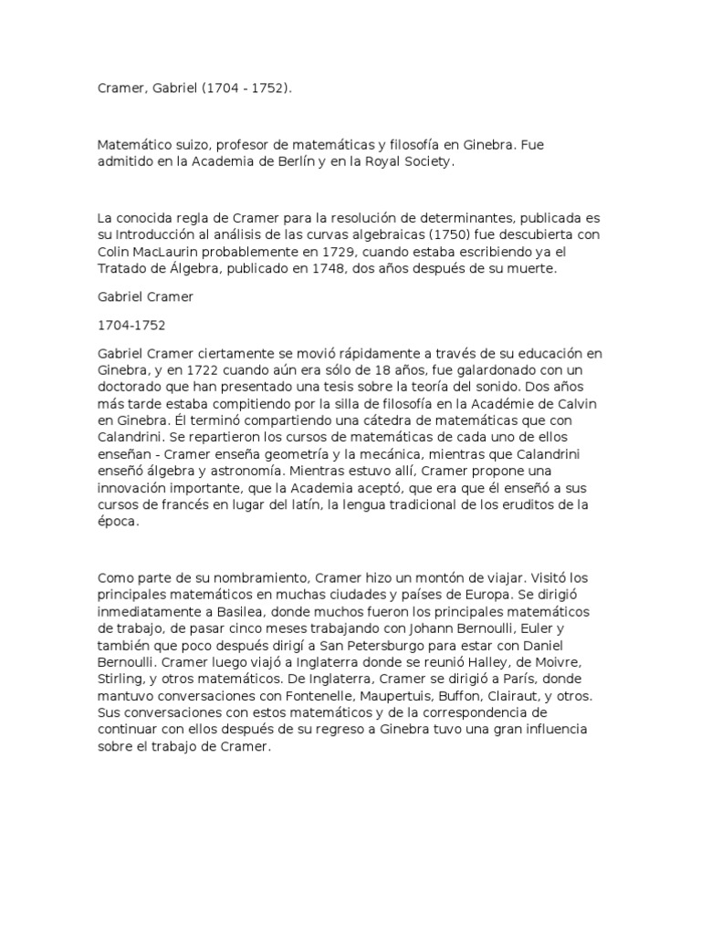 Cramer | PDF | Ecuaciones | Enseñanza de matemática