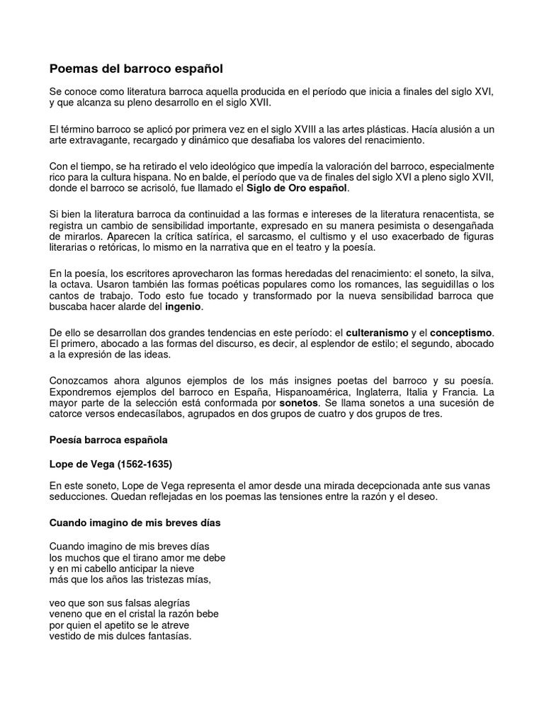 Poemas Del Barroco Espan Ol 1 | PDF | Barroco