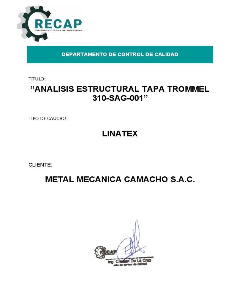 Análisis de Vulcanizado Tapa Trommel 310-SAG-001 | PDF | Ingeniería ...
