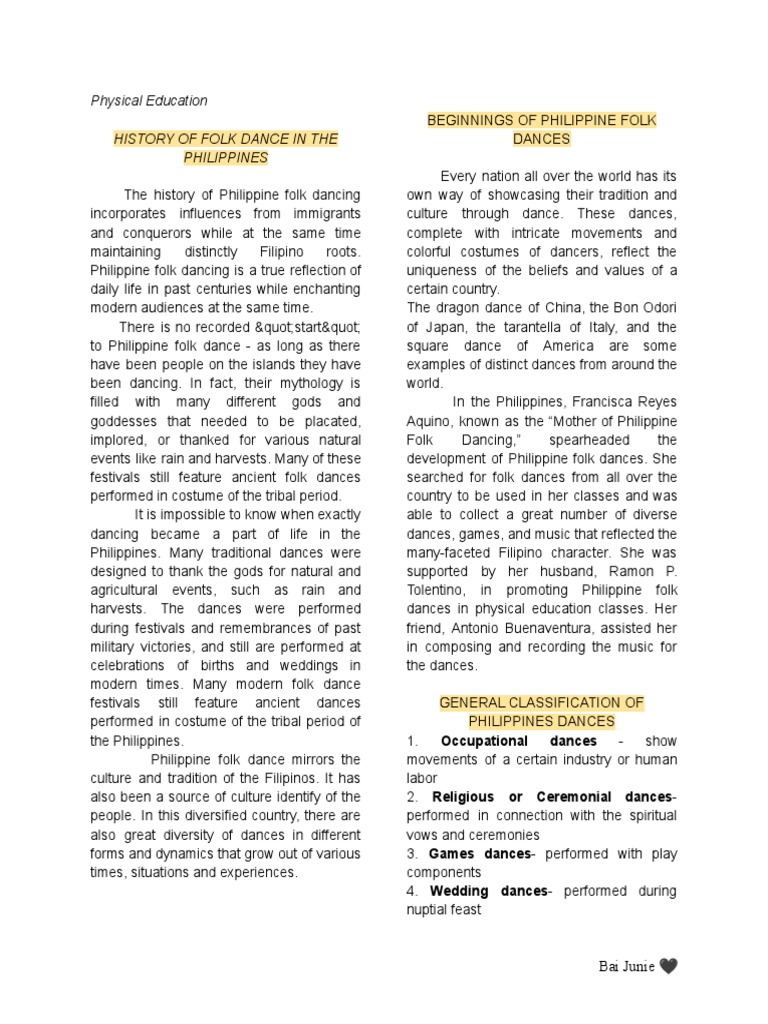 Physical Education History of Folk Dance in The Philippines: Bai Junie ...