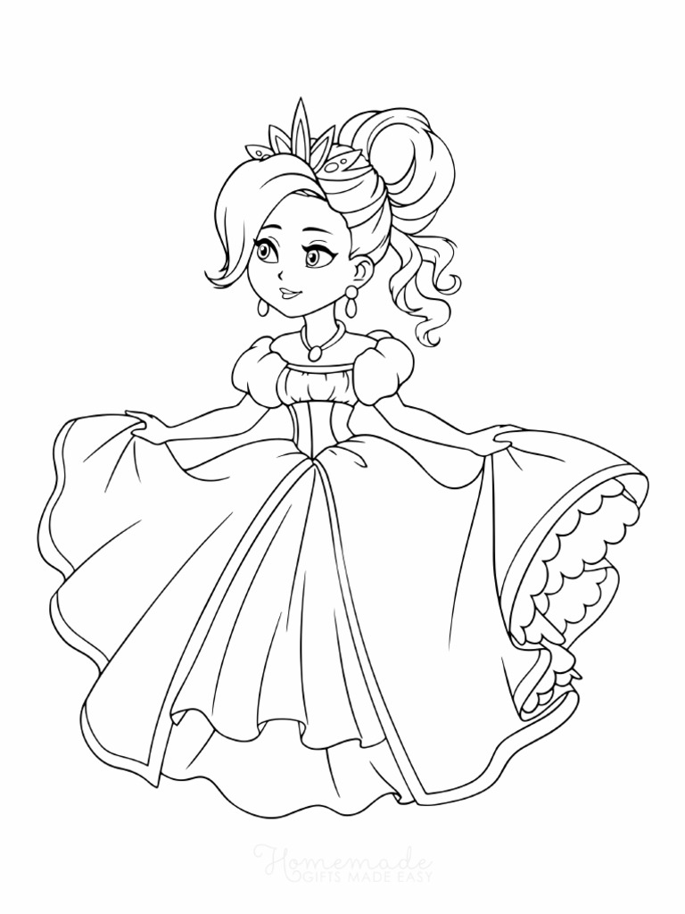princess-coloring-pages-pretty-dress | PDF