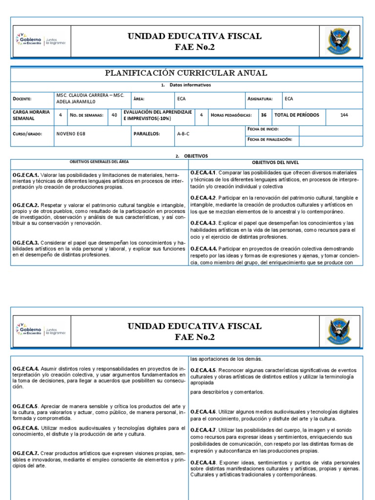 Pca Eca - Noveno | PDF | Evaluación | Aprendizaje