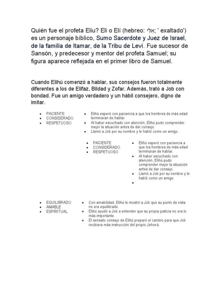 Quién Fue El Profeta Eliu | PDF