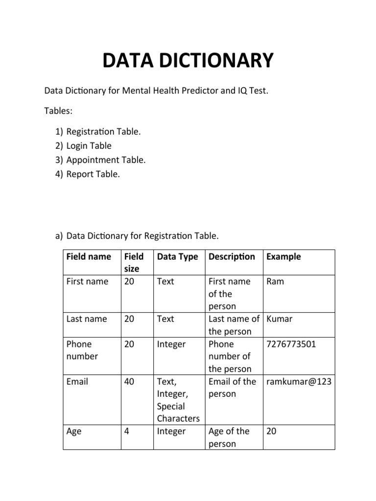 Data Dictionary | PDF | Password | Computing