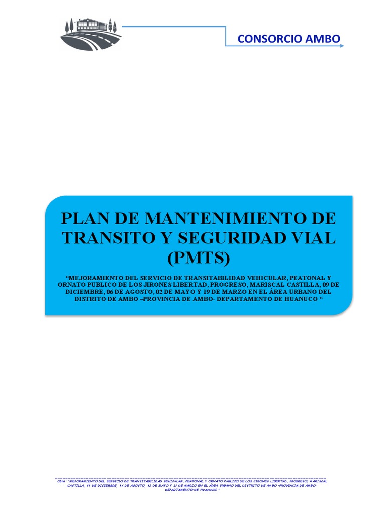 Plan de Mantenimiento de Transito y Seguridad Vial | PDF