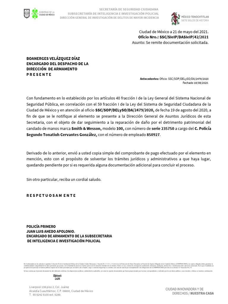 Oficio para Remitir Documentos | PDF | México | Ciudad de México