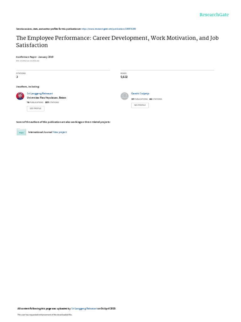 The Employee Performance: Career Development, Work Motivation, and Job Satisfaction | Download ...