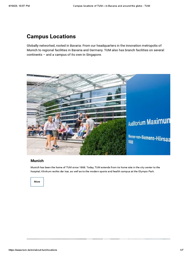 Campus Locations of TUM - in Bavaria and Around The Globe - TUM | PDF ...