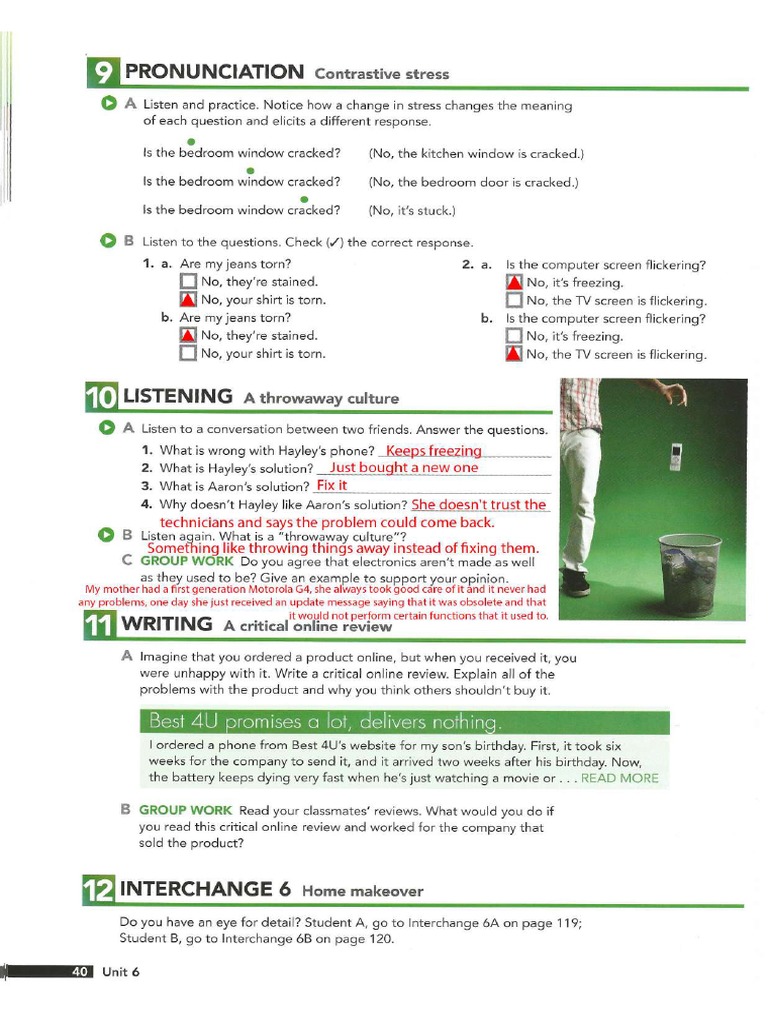 Interchange 5th 3A Edition SB - Page 40 and 41 Answered | PDF