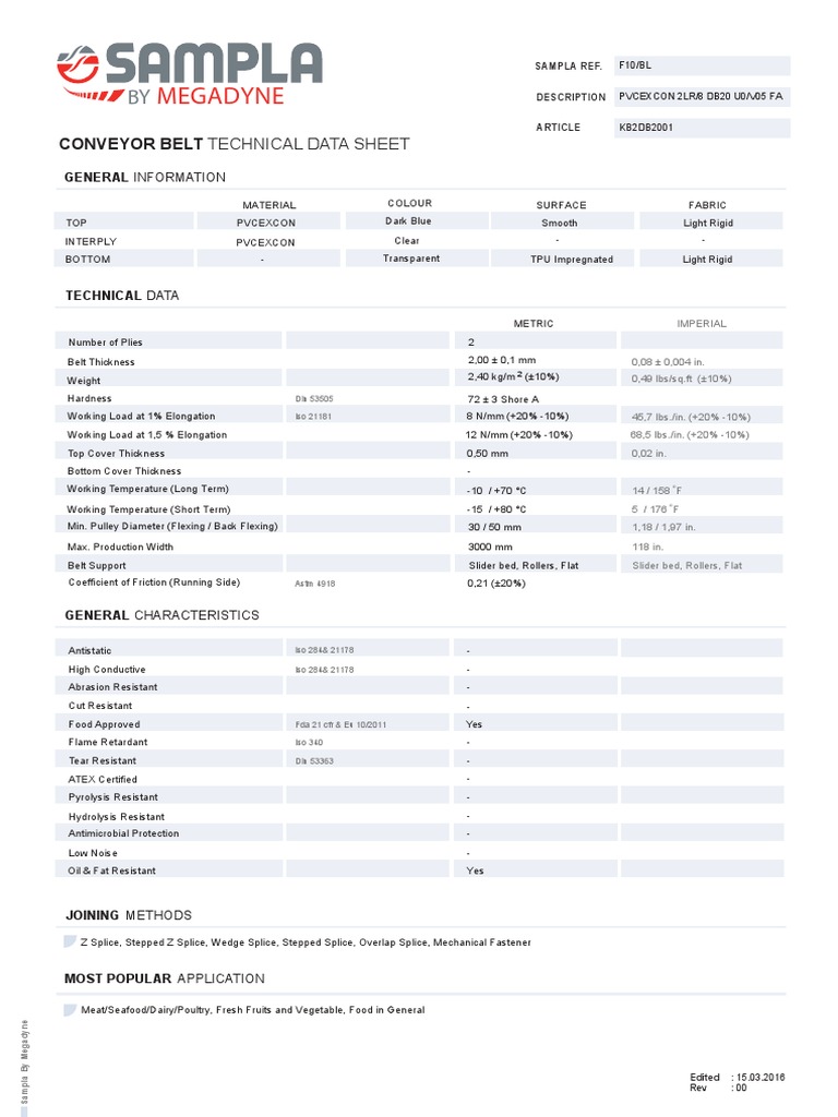 F10BL - Pvcexcon 2LR8 DB20 U0v05 Fa | PDF | Belt (Mechanical ...