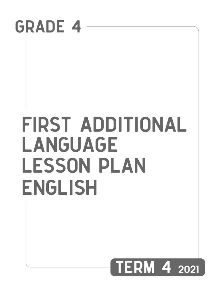 Grade 4: First Additional Language Lesson Plan English | PDF ...