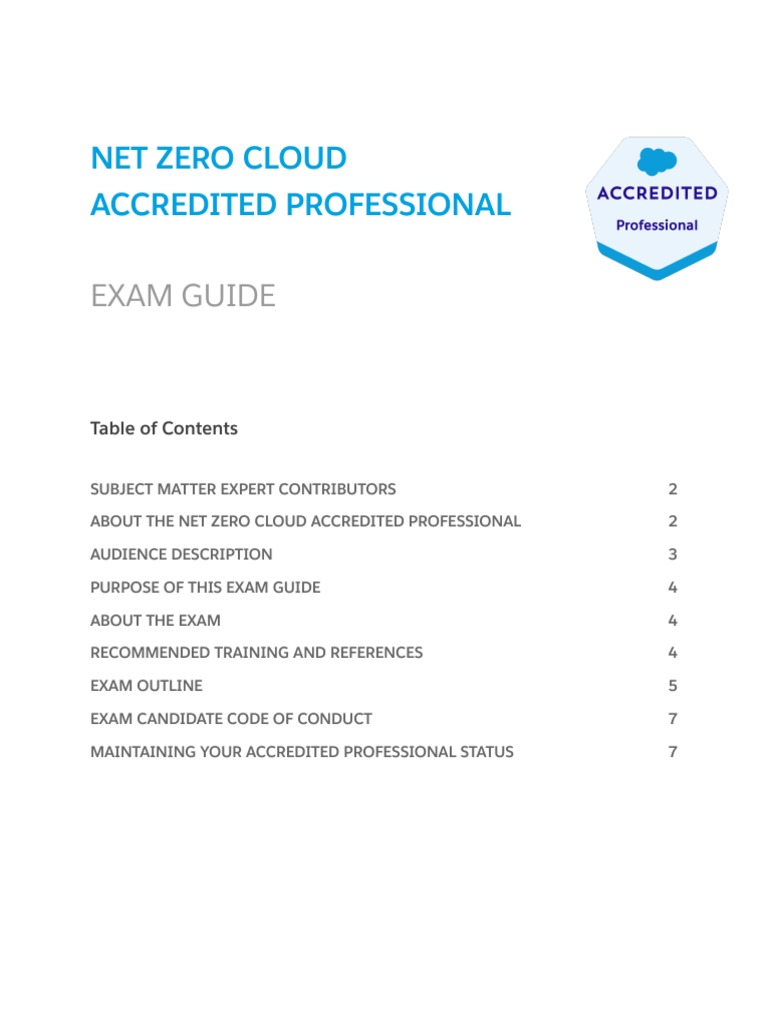Net Zero Cloud Accredited Professional - Exam Guide | PDF | Cloud Computing | Business