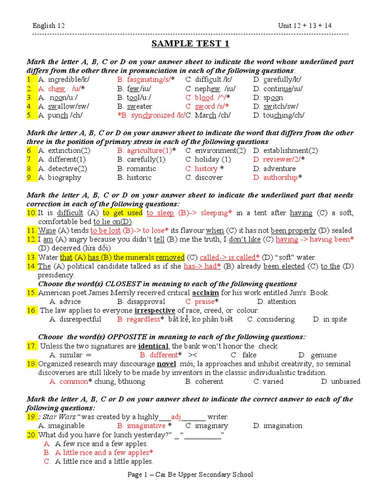 TỔNG HỢP TÀI LIỆU U.12 -13 -14 - DA1,2 | PDF | Teachers | Schools