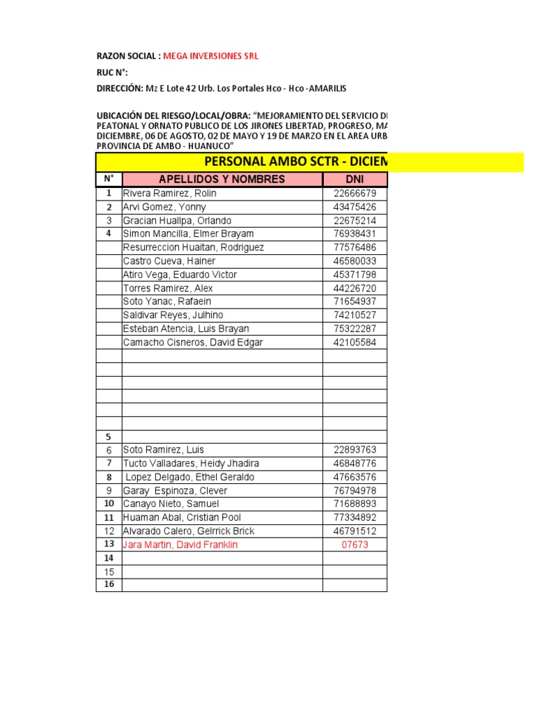 SCTR Octubre - Personal Ambo | PDF