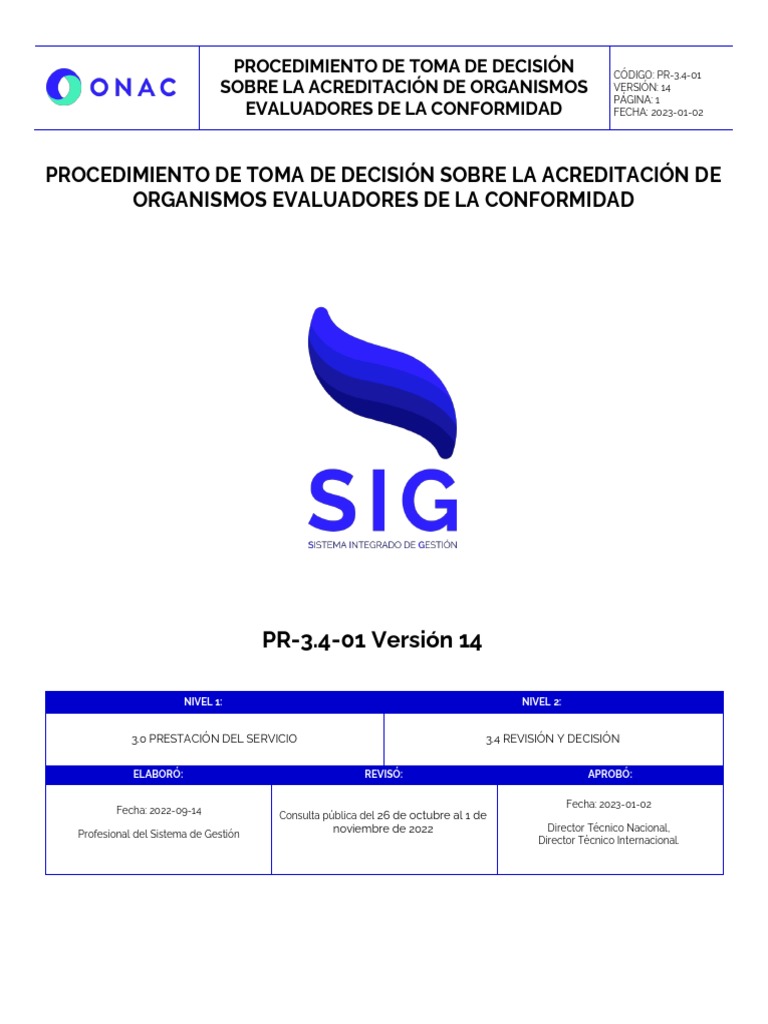 PR 3 4 01 PROCEDIMIENTO TOMA DE DECISION v14 | PDF | Evaluación | Información