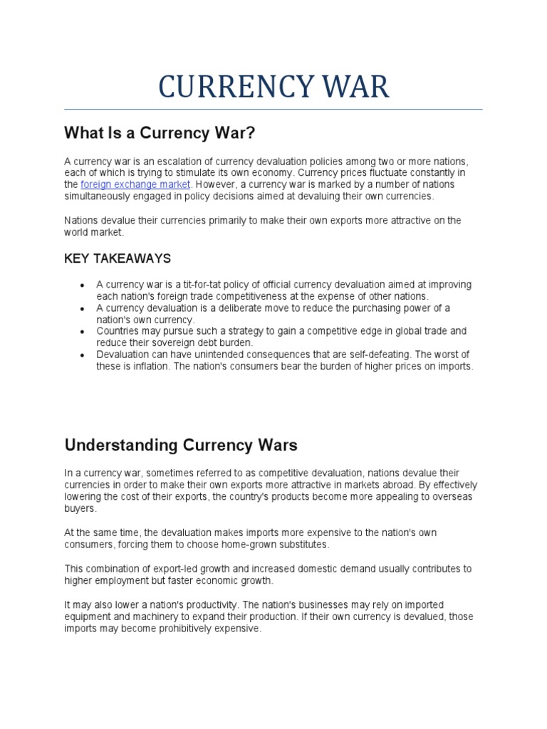 Currency War | PDF | Devaluation | International Finance
