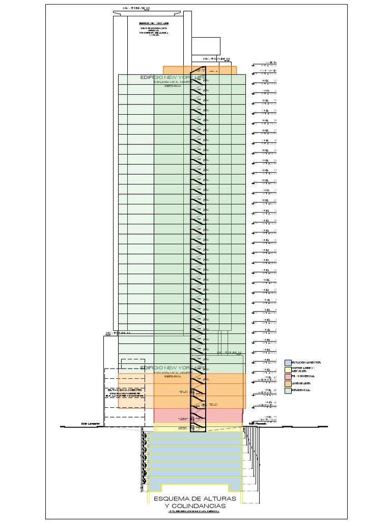 Esquema de Alturas Y Colindancias: Edificio New York Life | PDF