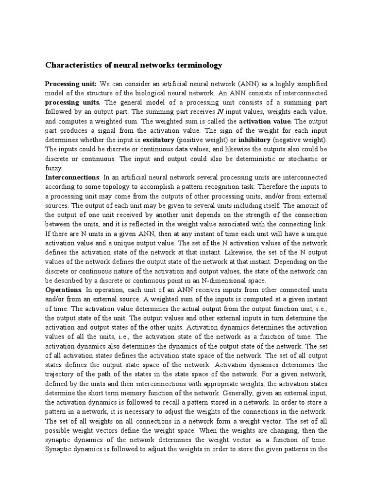 Lecture 2.1.10 Characteristics of Neural Networks Terminology | PDF | Artificial Neural Network ...