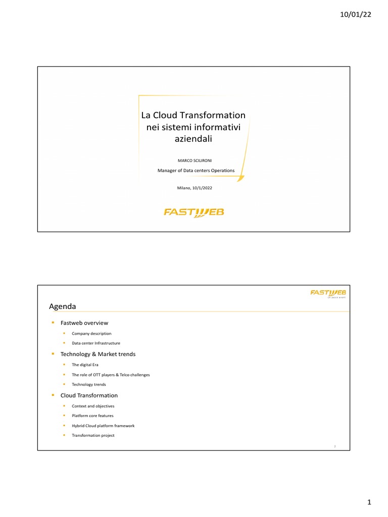 12 20220110 Fastweb Seminario CloudTransformation 2022 | PDF | Cloud ...