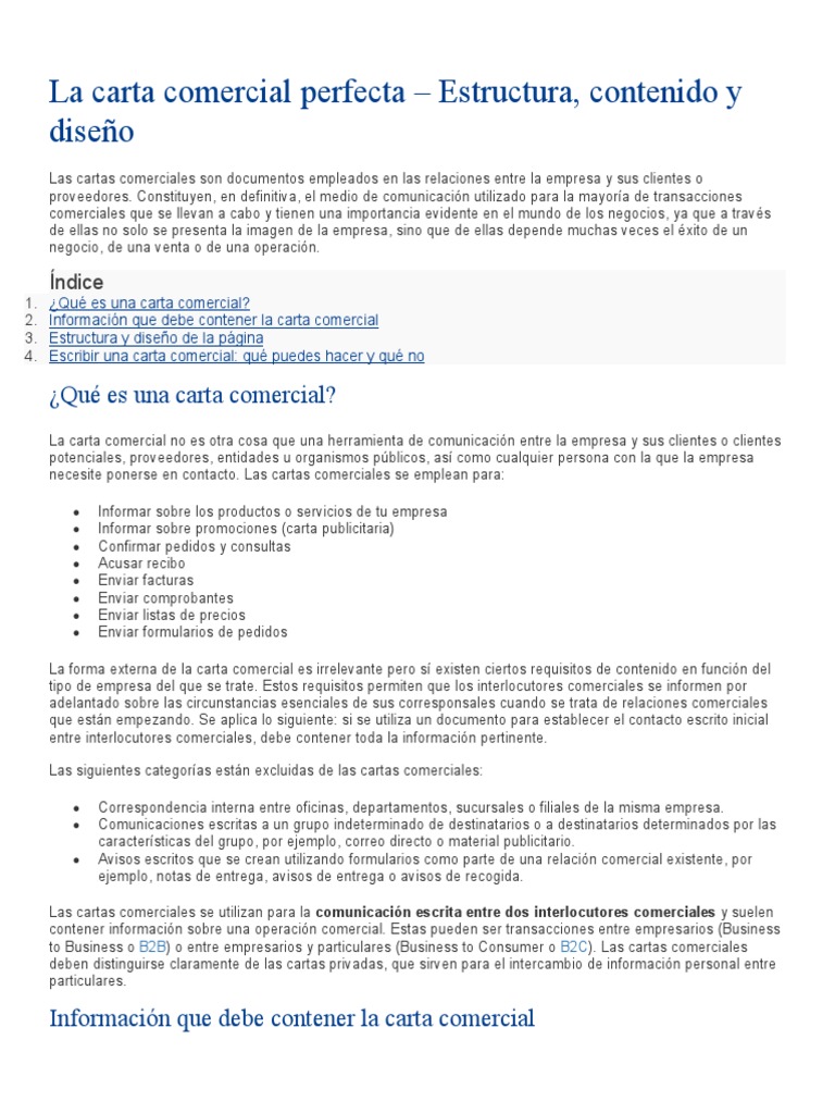 La Carta Comercial Perfecta | PDF | Correo | Diseño