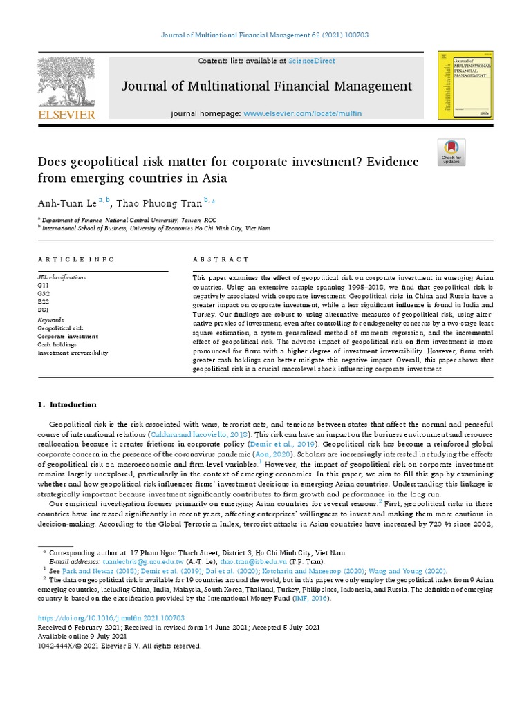 Geopolitical Risk and Investment | PDF | Risk | Investing