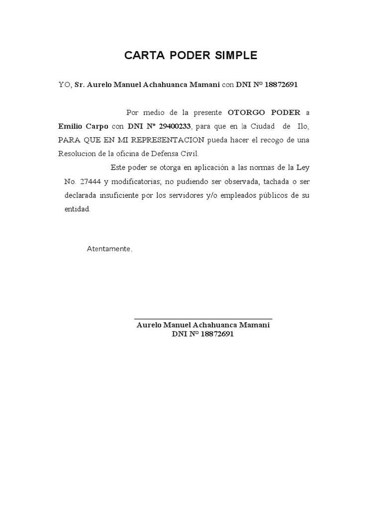 Carta Poder Simple | PDF