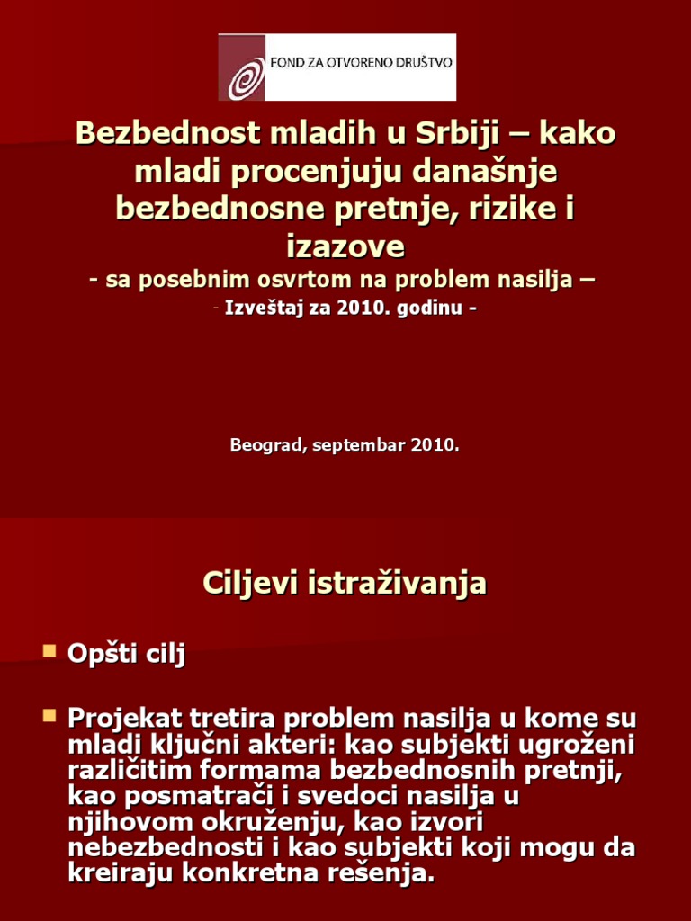 Bezbednost Mladih U Srbiji - Dragana Dulic | PDF
