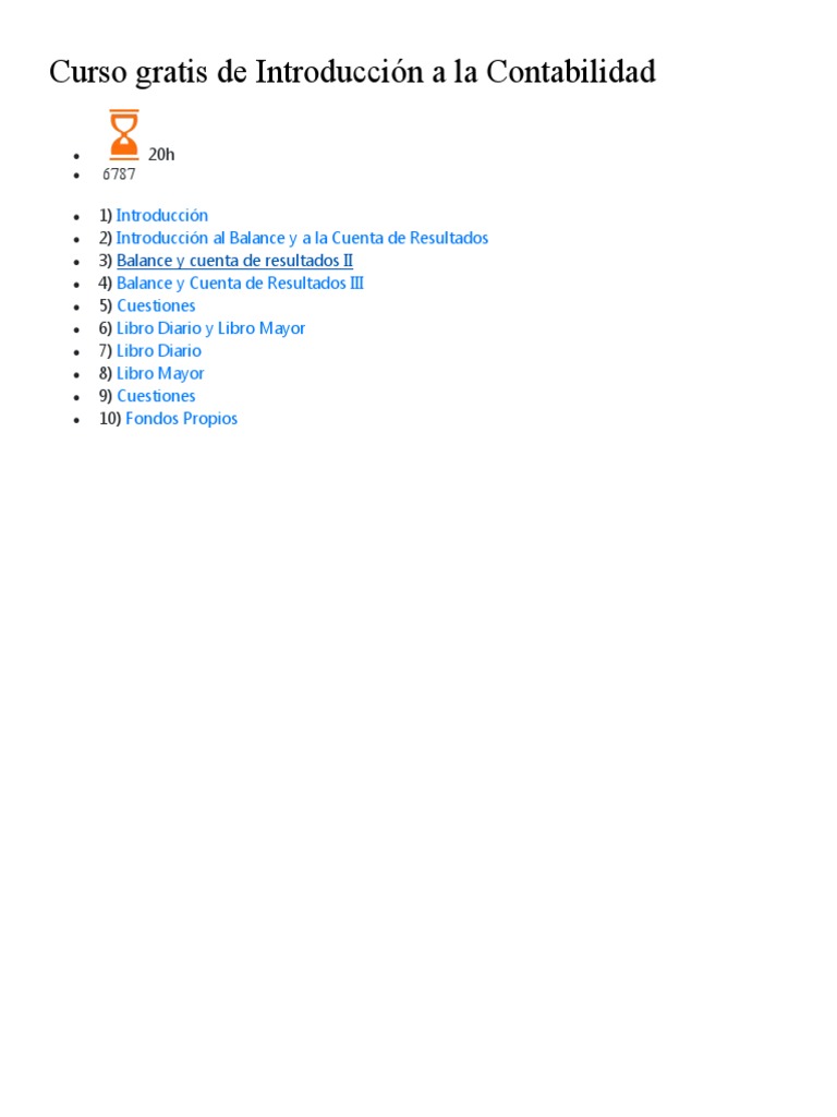 Curso Gratis De Introducción A La Contabilidad Pdf Contabilidad