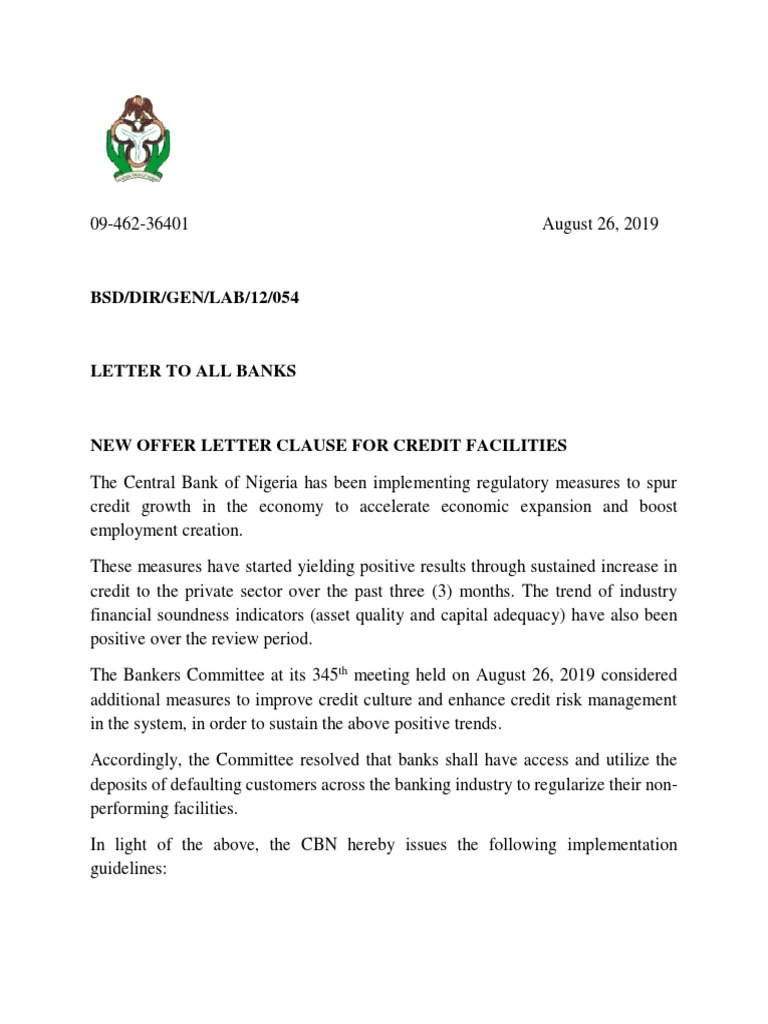 New Requirements for Loan Agreements: CBN Authorizes Banks to Access ...