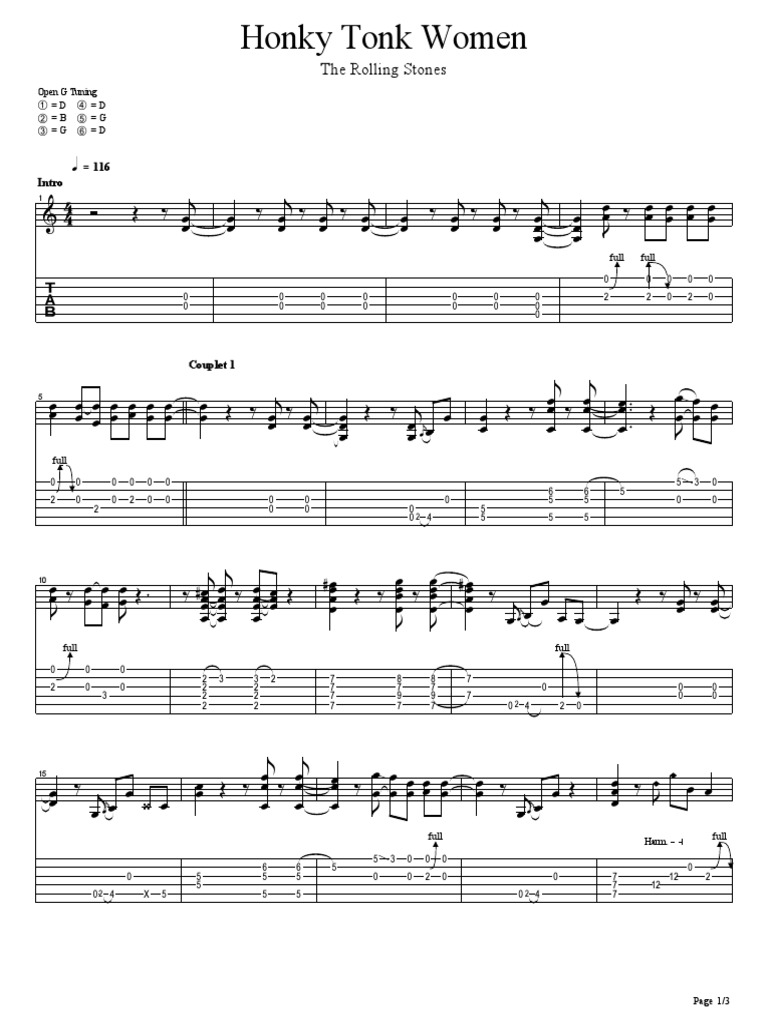 Rolling Stones (The) - Honky Tonk Woman - Rythm Guitar 1 | PDF