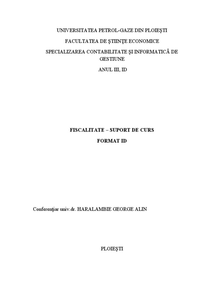 Curs Fiscalitate 2022-2023 | PDF