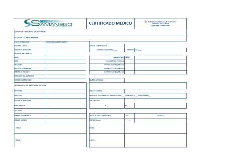 Certificado Medico Formato Actual | PDF