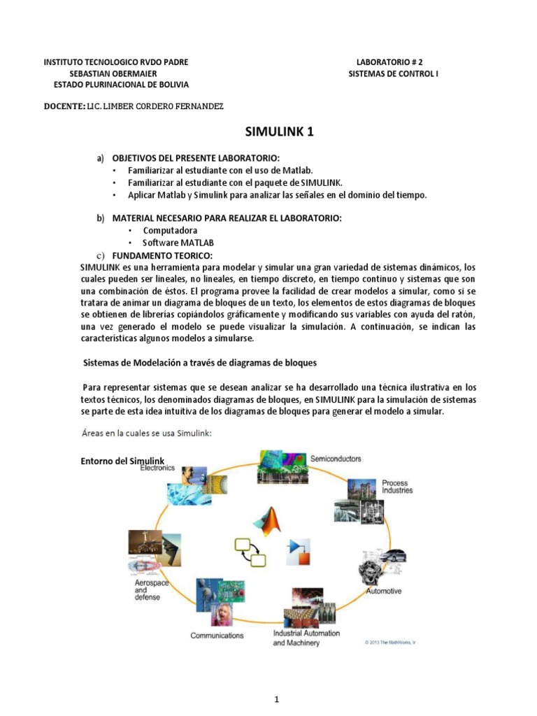 Lab 2 Simulink Matlab | PDF | Simulación | Matlab