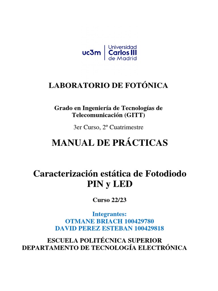 Manual de Prácticas: Laboratorio de Fotónica | PDF | Diodo emisor de ...