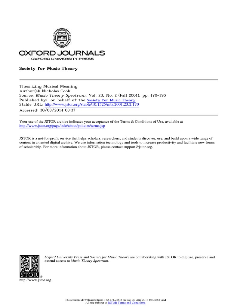 COOK - Theorizing Musical Meaning | PDF | Theory | Theodor W. Adorno