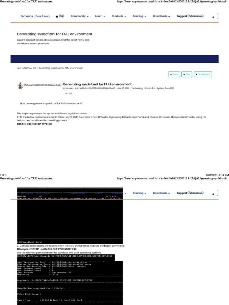 Generating Sysdef - XML For TAFJ Environment | PDF | Software | Information Technology